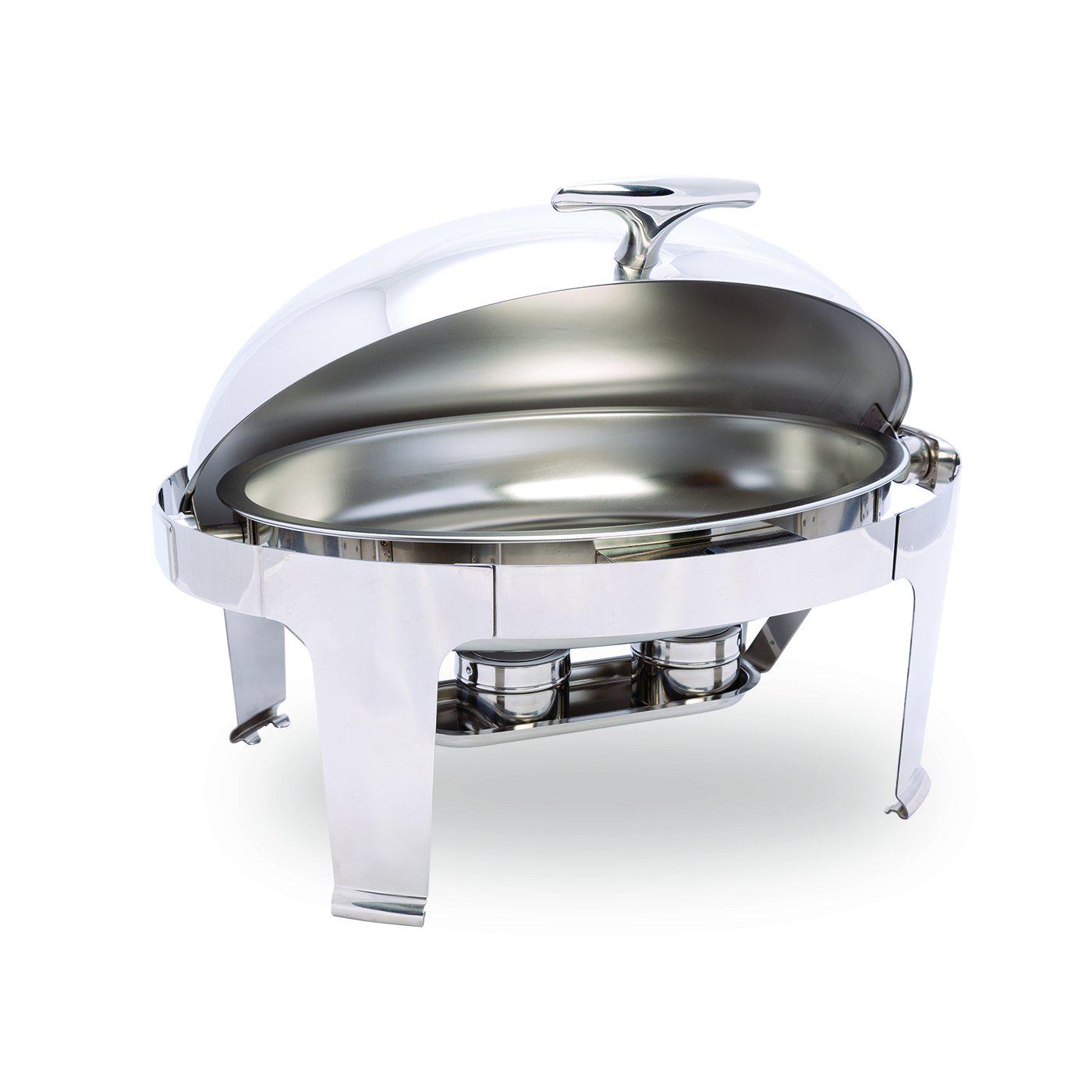 Stainless Steel Oval Roll-Top Chafer - Stackable Frame