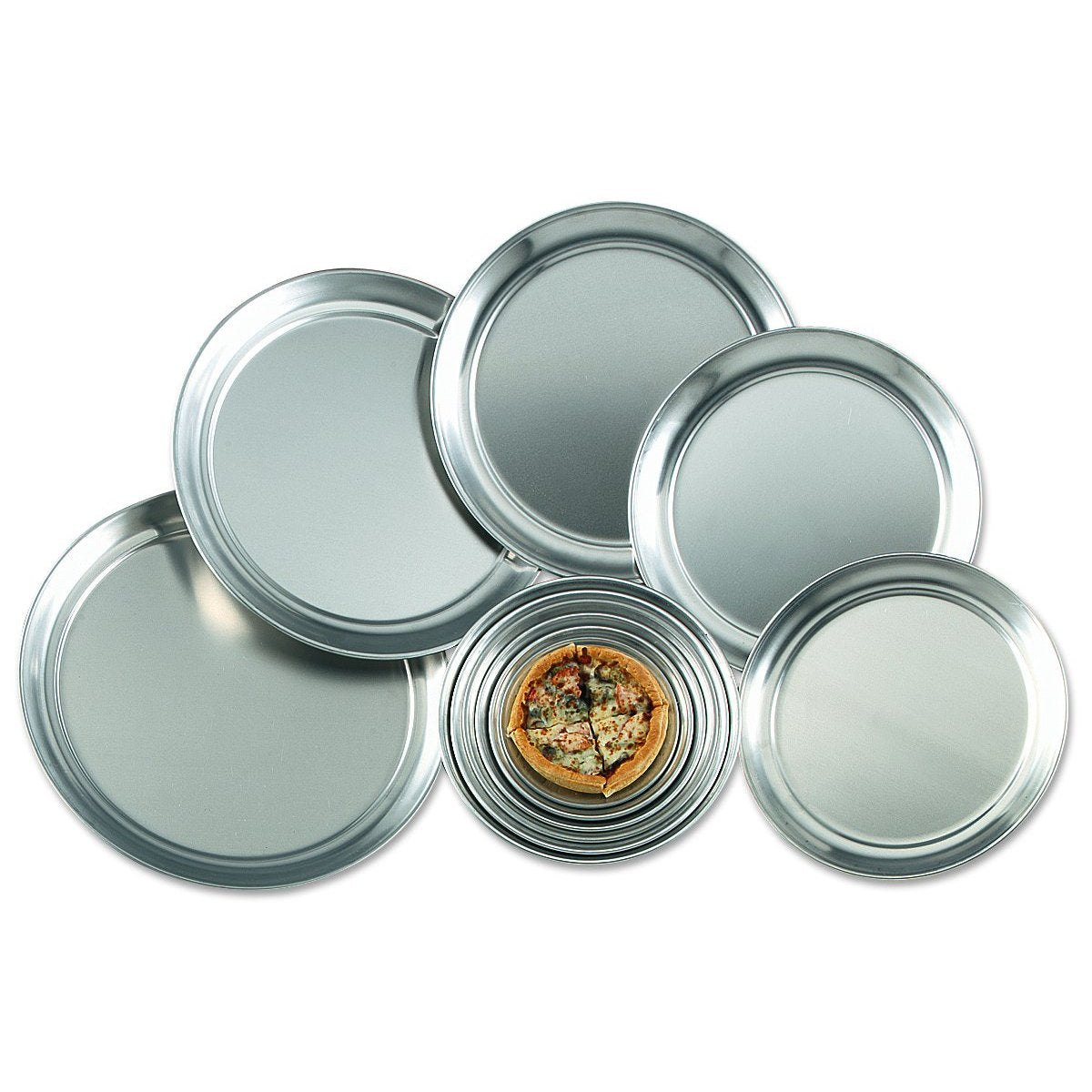 High-Quality American-Made Aluminum Pizza Trays w/ Rolled Edge