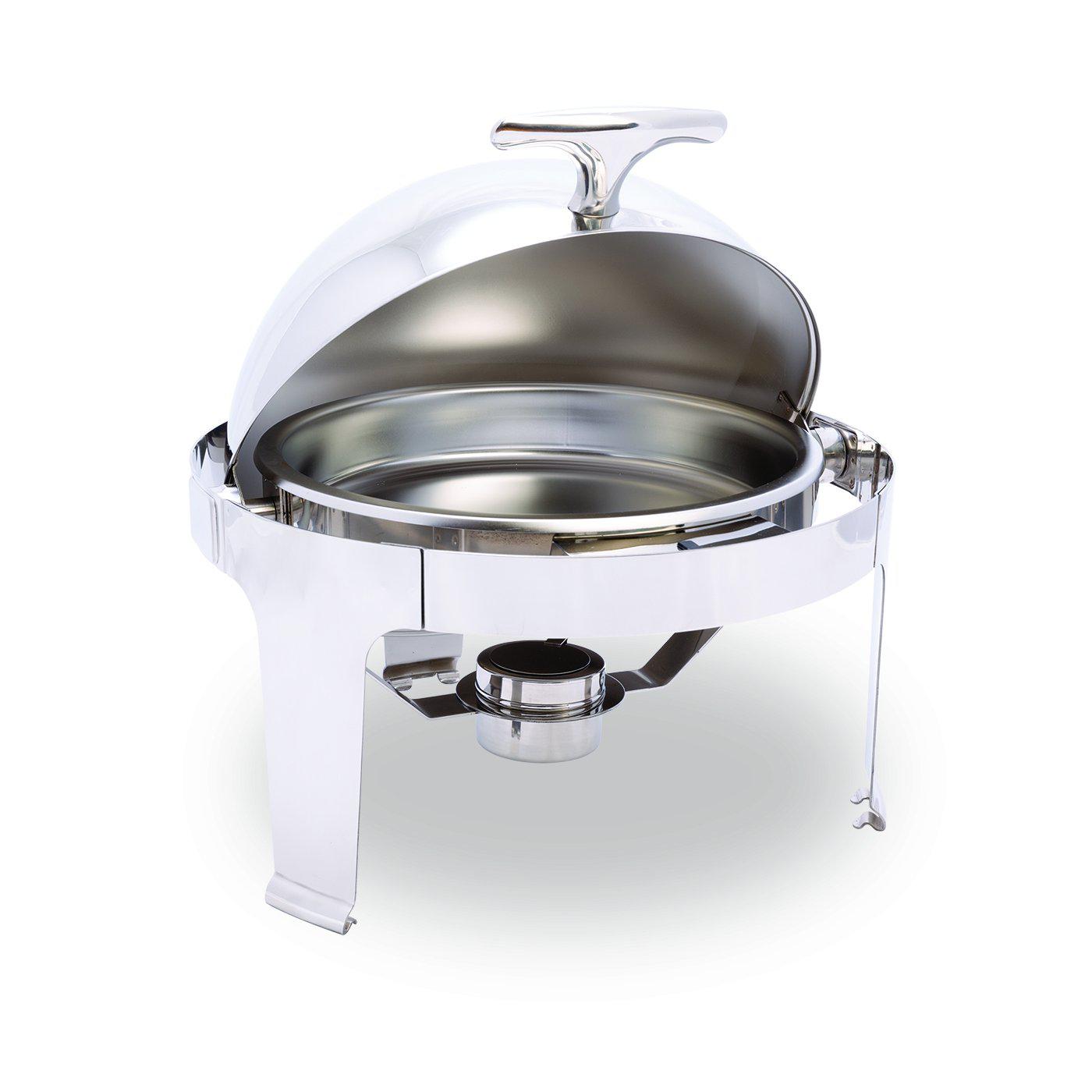 Stainless Steel Round Roll-Top Chafer - Stackable Frame